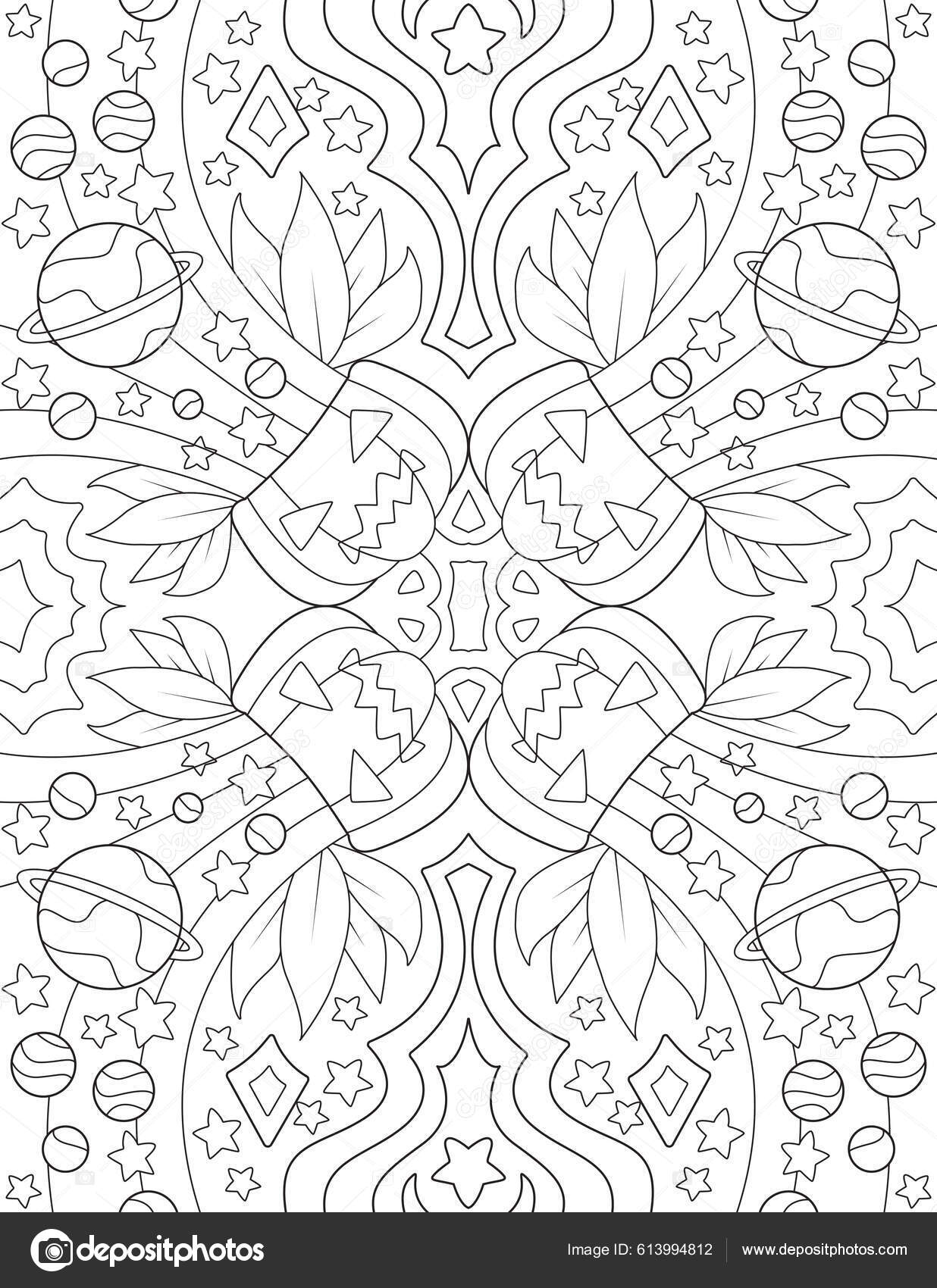 Cute Thematic Halloween Pattern Coloring Book Stock Illustration by ...