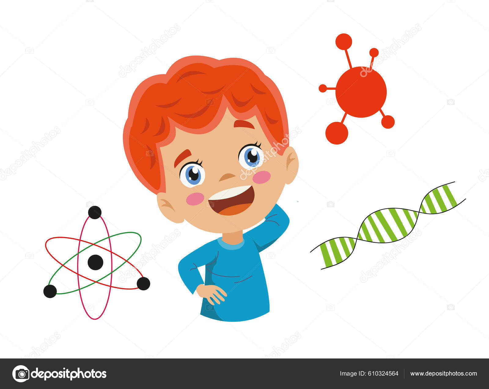 Thinking Boy Researching Cell Science Lesson Stock Vector by ...