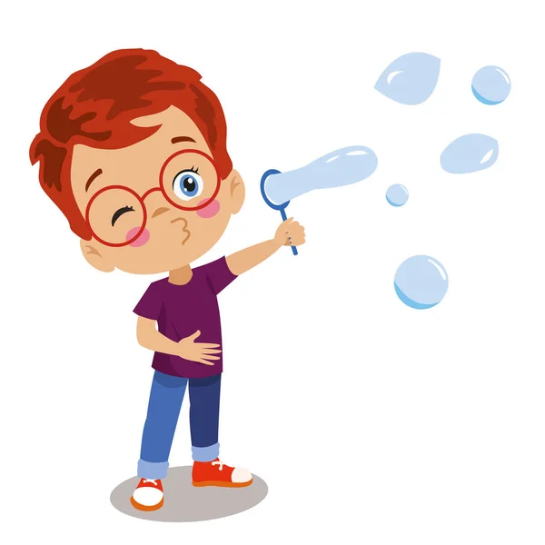 Child Blowing Bubbles Clipart