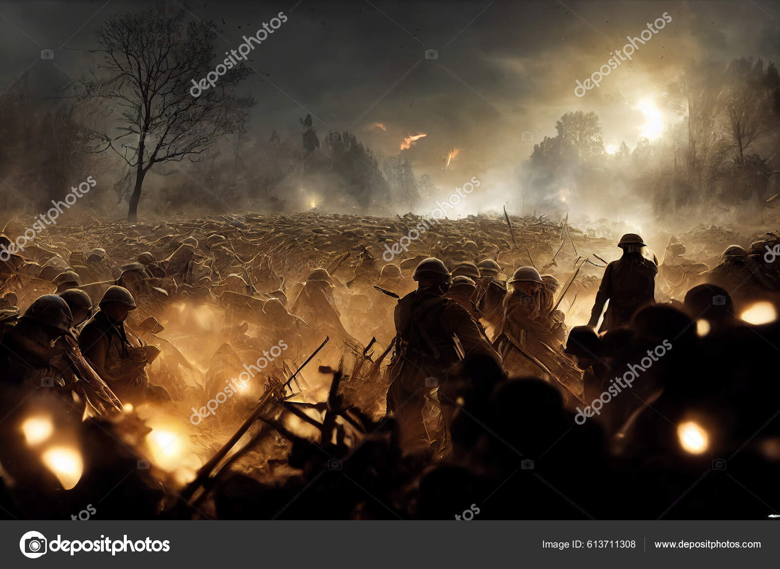 Ww1 Silhouette Wallpaper Featuring Soldiers Conceptual Art Piece ...