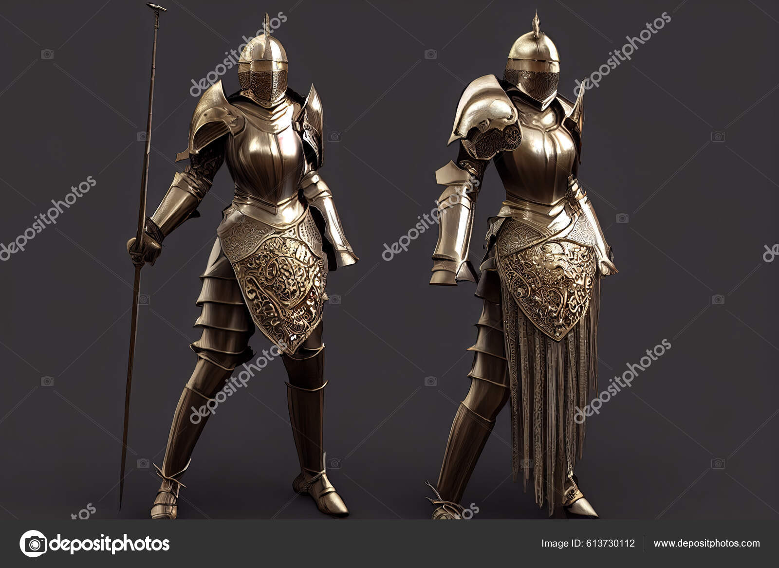 Digital Illustration Woman Warrior Plain Isolated Background Medieval ...