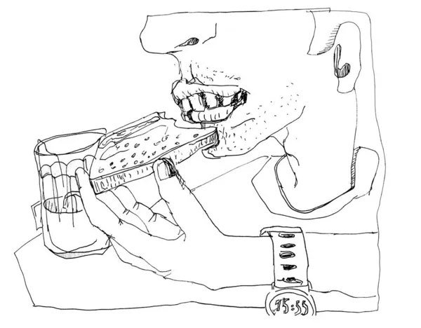 Man eating drawing fotos de stock, imágenes de Man eating drawing sin ...