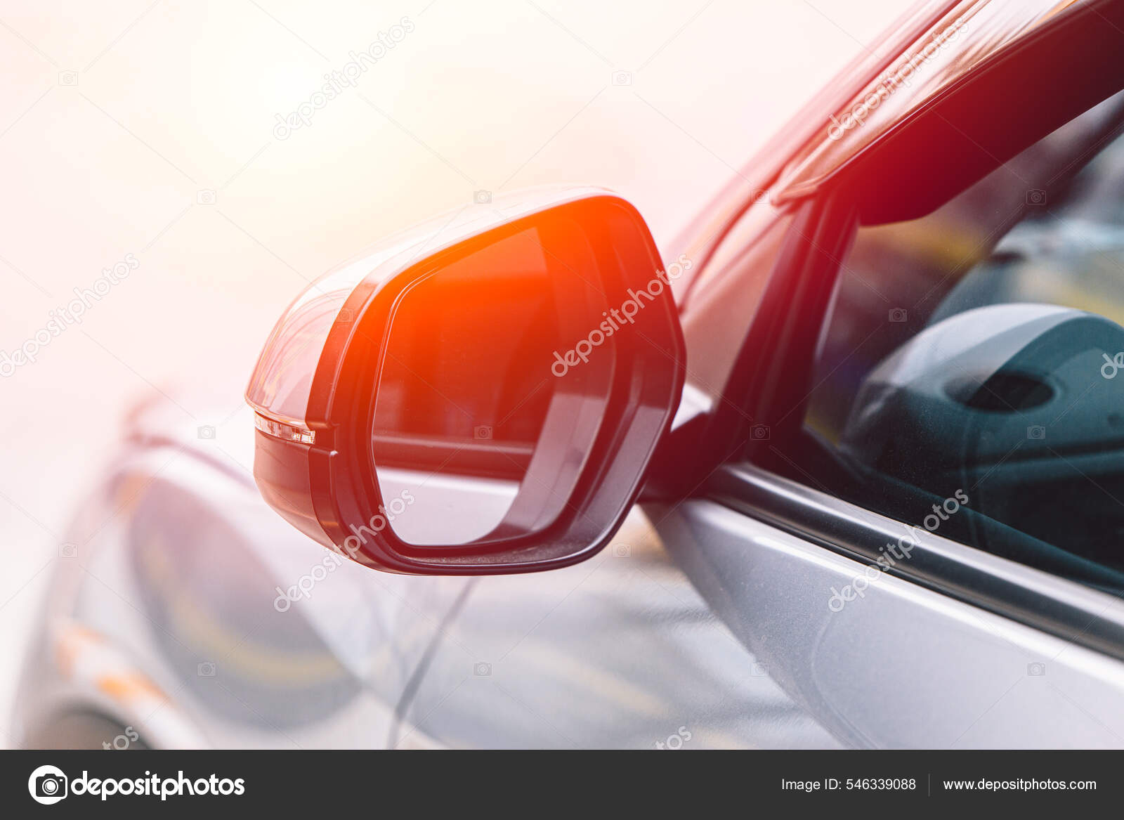 Car Side Mirror Wing Mirror Driver Look Back View Vision Stock Photo by ...
