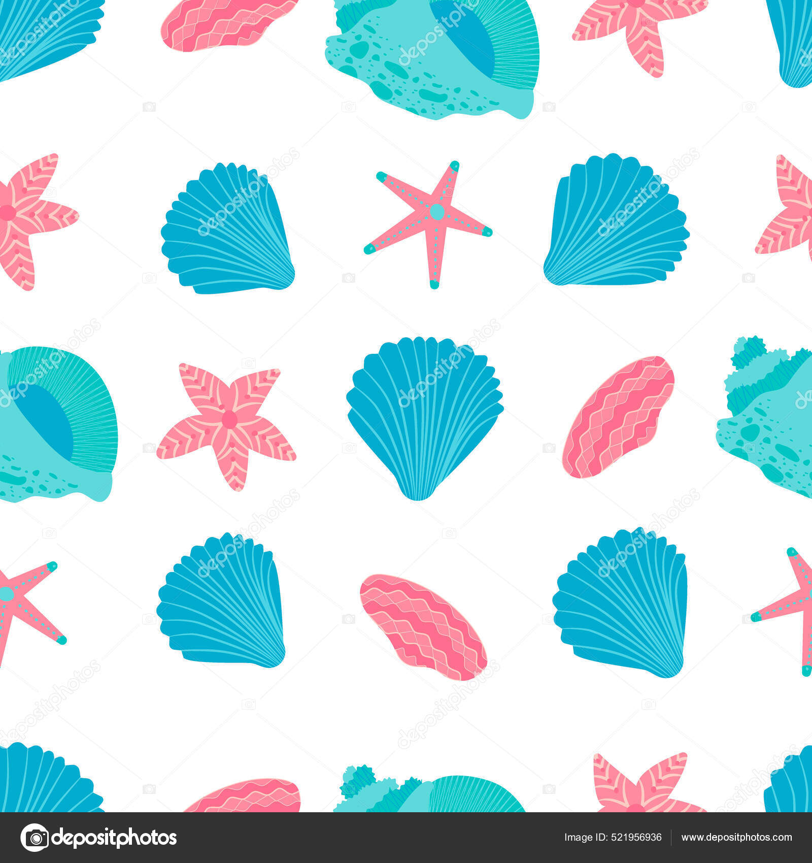 Pattern Blue Seashells Starfish Stock Vector Image by ©Zoi_Lunyova ...