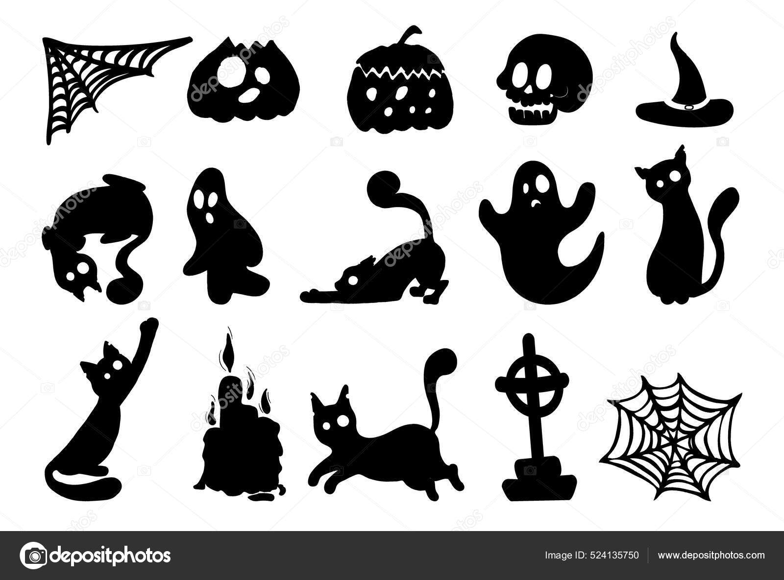Halloween Black Cat Silhouette Pattern