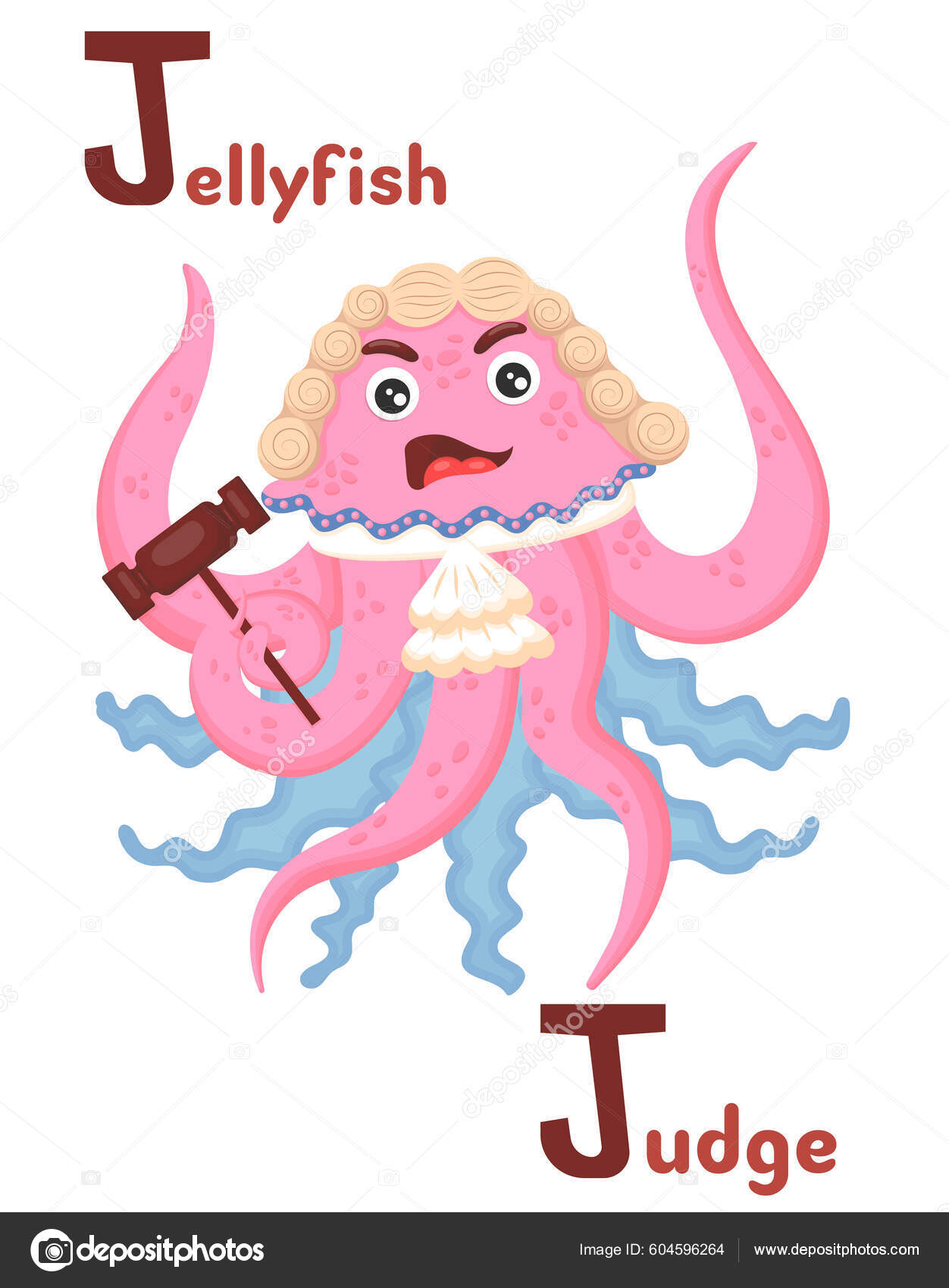 Latin Alphabet Abc Animal Professions Starting Letter Jellyfish Judge ...