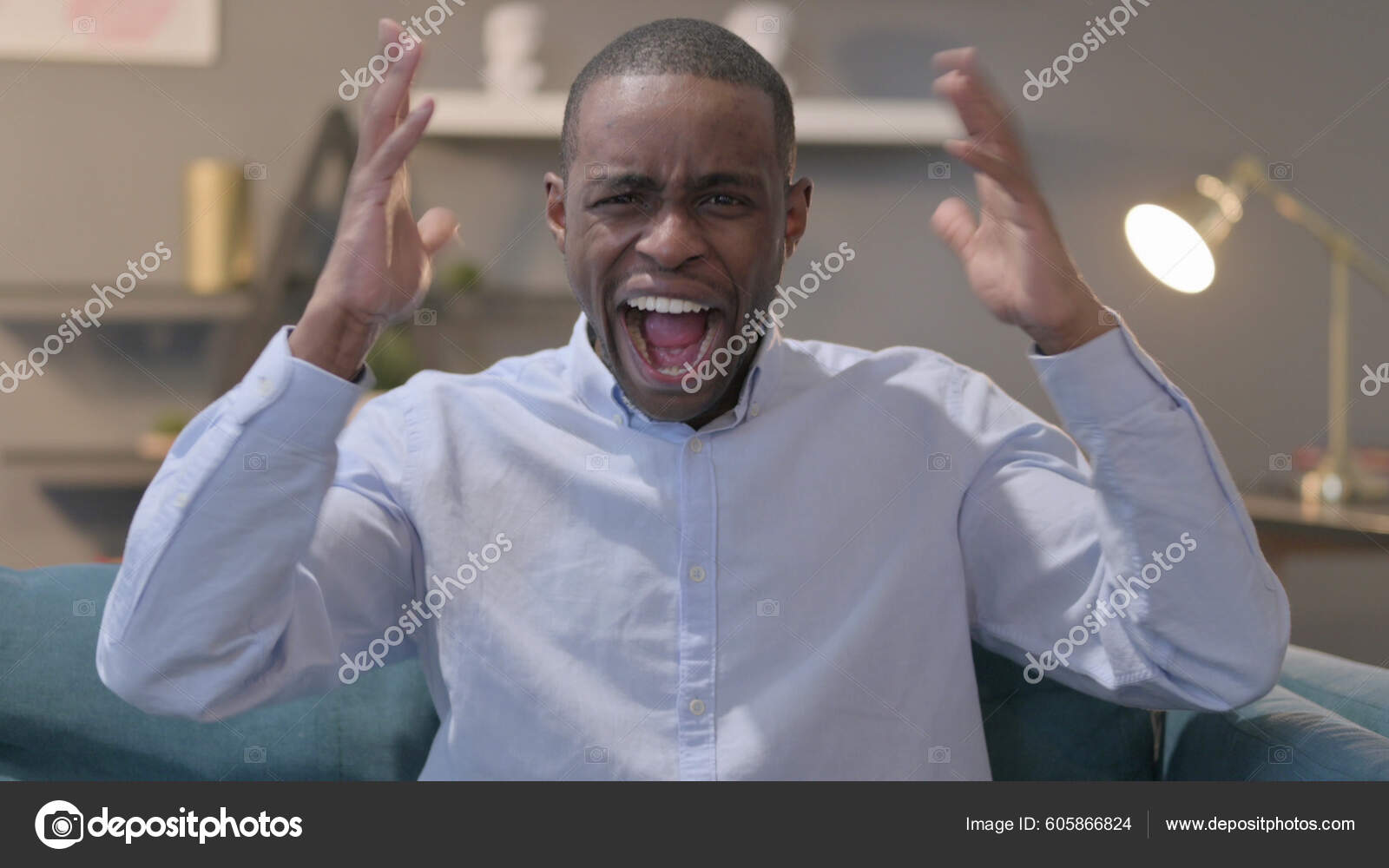 Portrait Young African Man Shouting Screaming — Stock Photo ...