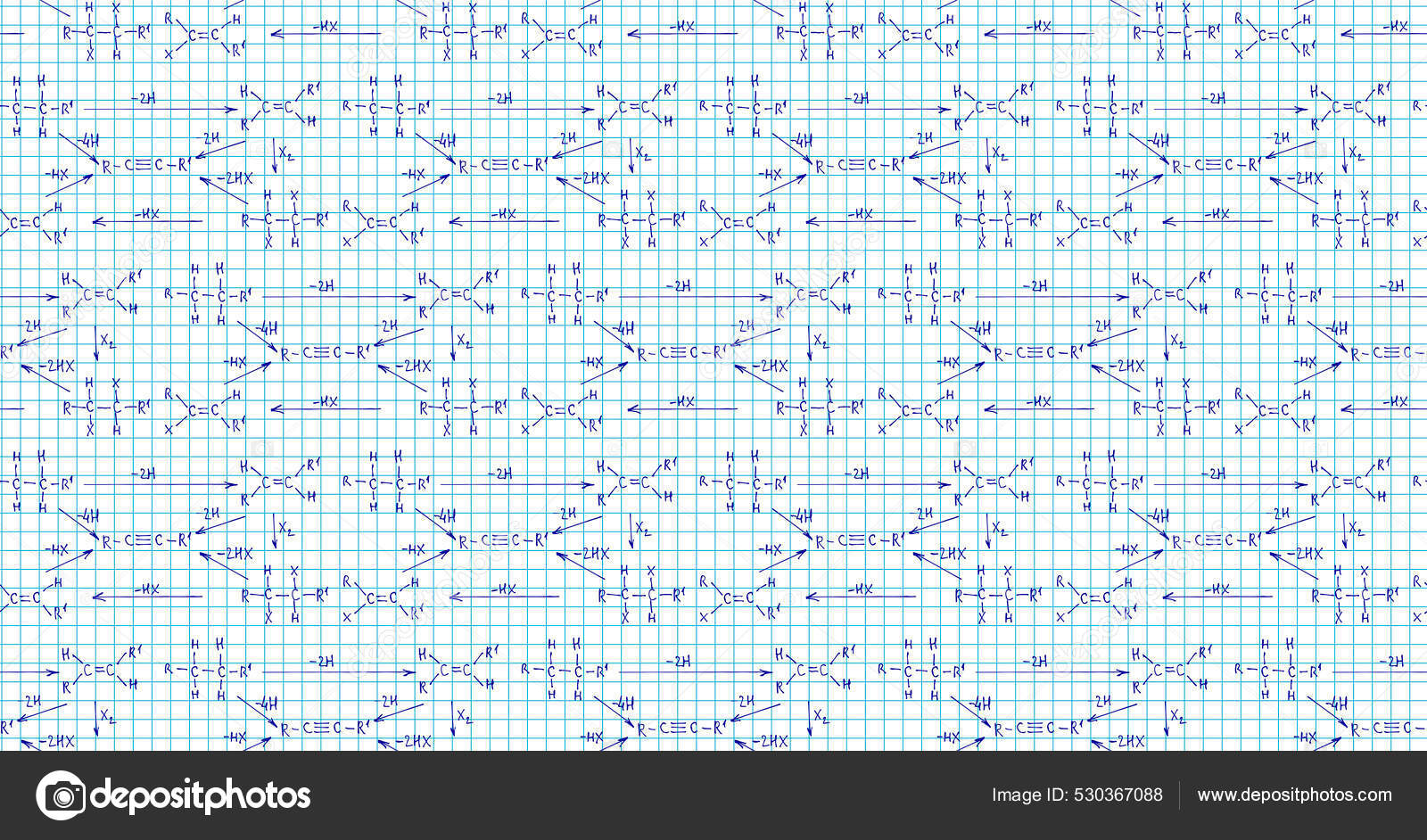 Chemical Formula Outlines Notebook Page Vector Seamless Pattern ...