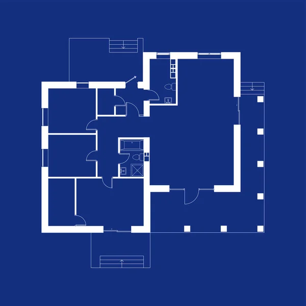 Suburban House Model Drawing Modern Building Cottage Project Blue ...