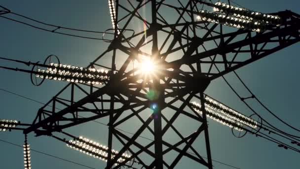 Power Lines Sun Rays Blue Sky High Voltage Substation Electricity ...