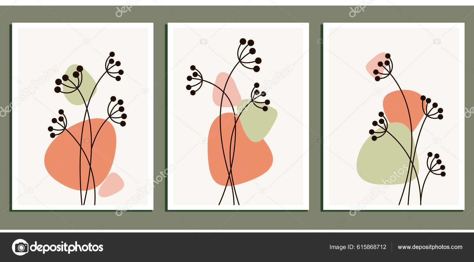 Set Abstract Backgrounds Plants Shapes Trendy Vector Illustration ...