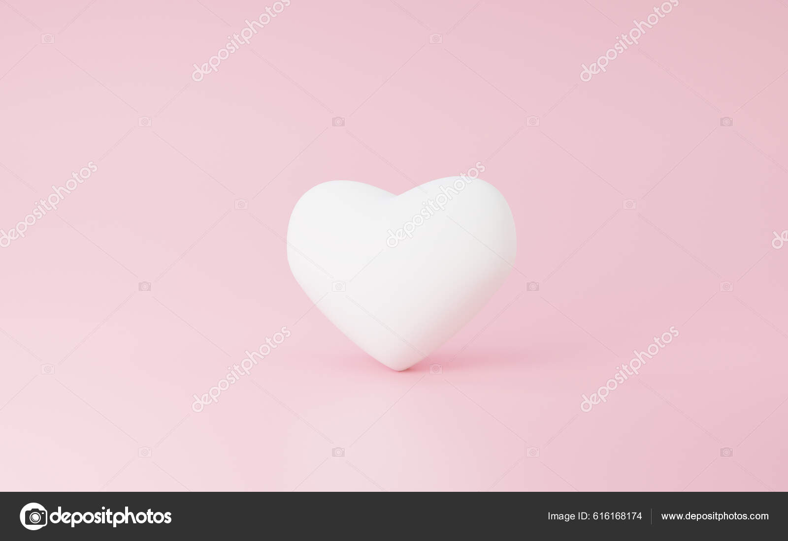 Rendering One White Heart Shape Concept Bright Pink Pastel Background ...