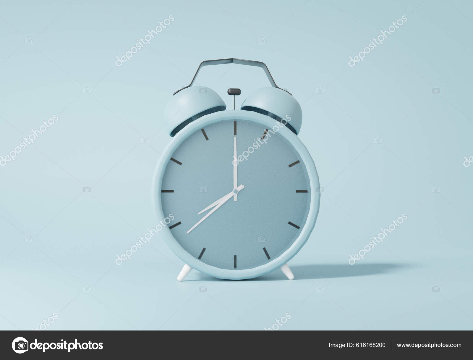 Blue Vintage Alarm Clock Telling Time Pointer O'clock Pestel Blue Stock ...