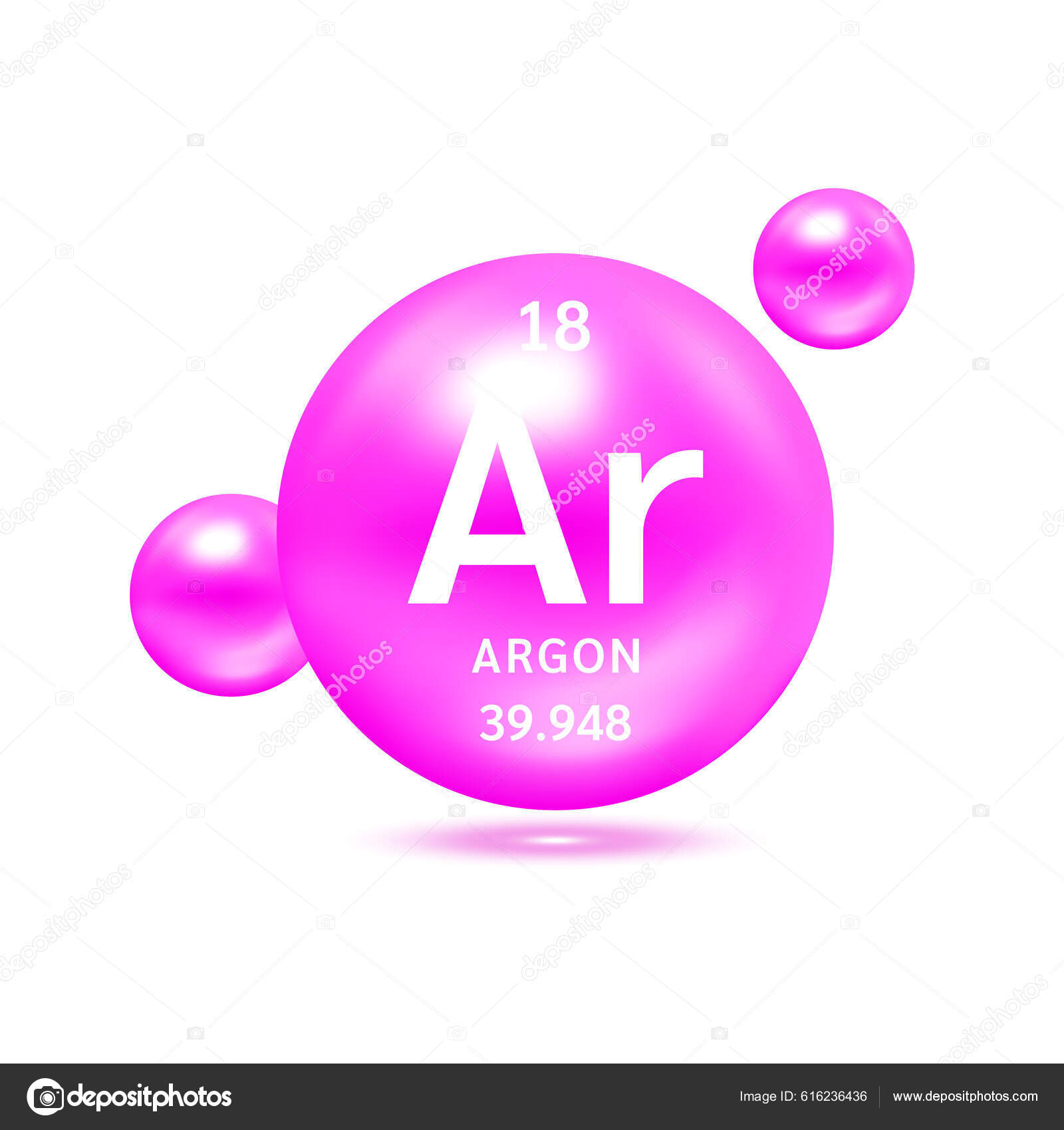 Argon Molecule Models Purple Chemical Formulas Scientific Element ...