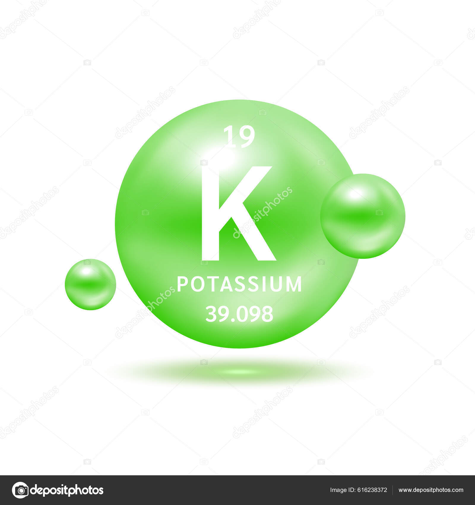 Potassium Molecule Models Green Chemical Formulas Scientific Element ...