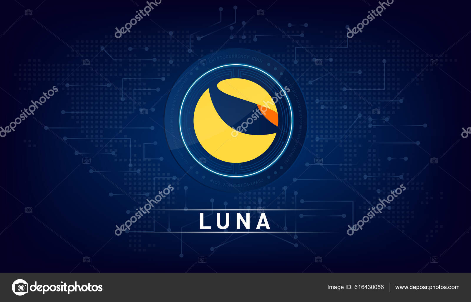 Terra Coin Cryptocurrency Token Symbol Coin Icon Blue Background ...