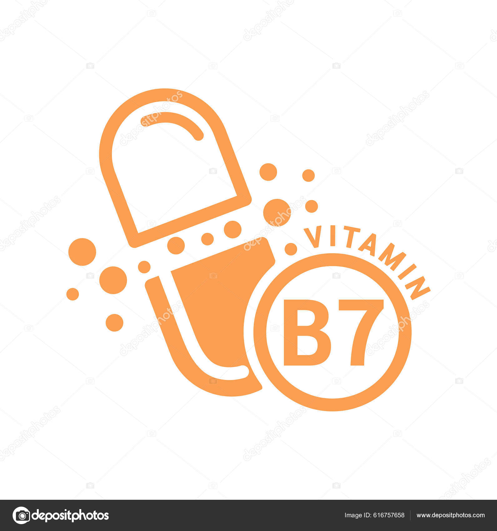 Vitamin Icon Orange Capsule Form Simple Line Isolated White Background ...