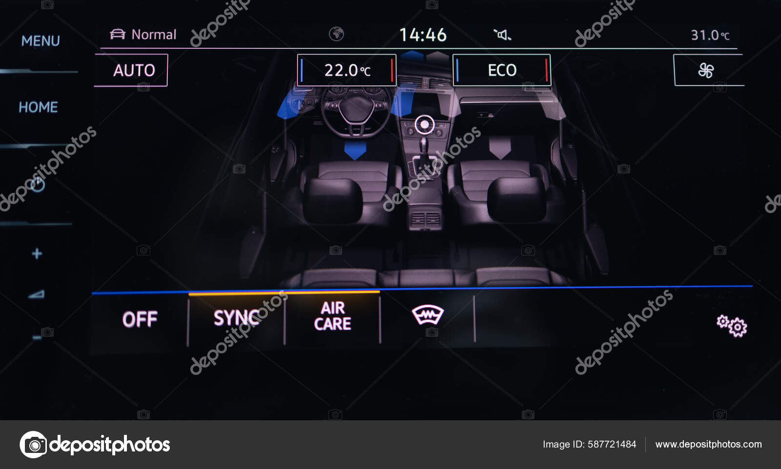 Modern Car Climate Control Display Driver Passenger Zone Climate ...