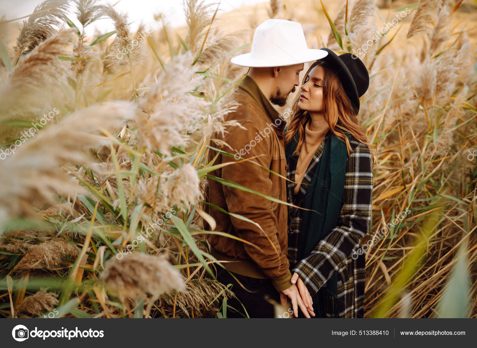 Young Couple Walking Autumn Park Enjoying Time Together Love Story ...