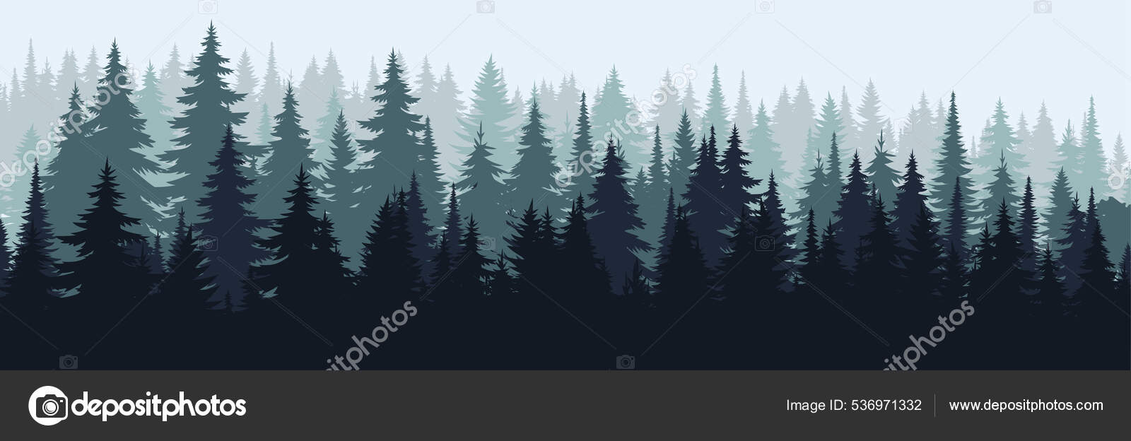 Vector Mountains Forest Background Texture Silhouette Coniferous Forest ...