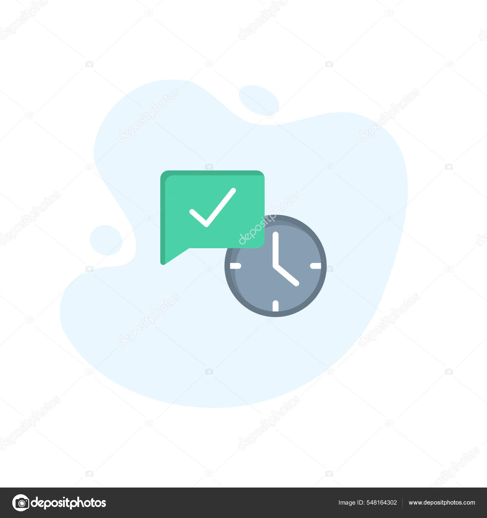 Tick Speech Bubble Clock Icon Excellent Flat Design Vector Illustration ...