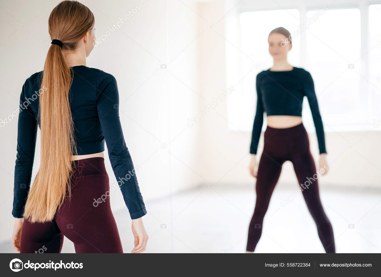 Back View Attractive Fit Lady Successful Weight Loss Girl Posing Stock ...