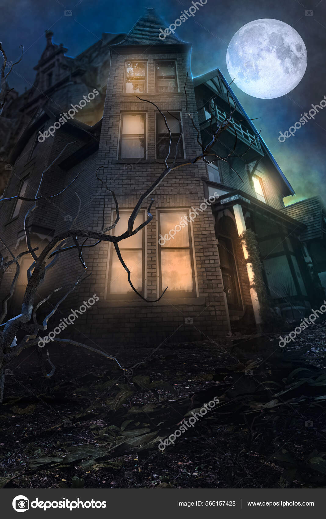 Haunted House Moon Mysterious Gloomy Witches' Fantasy Enchantment Atmosphere Dark — Stock Photo ...