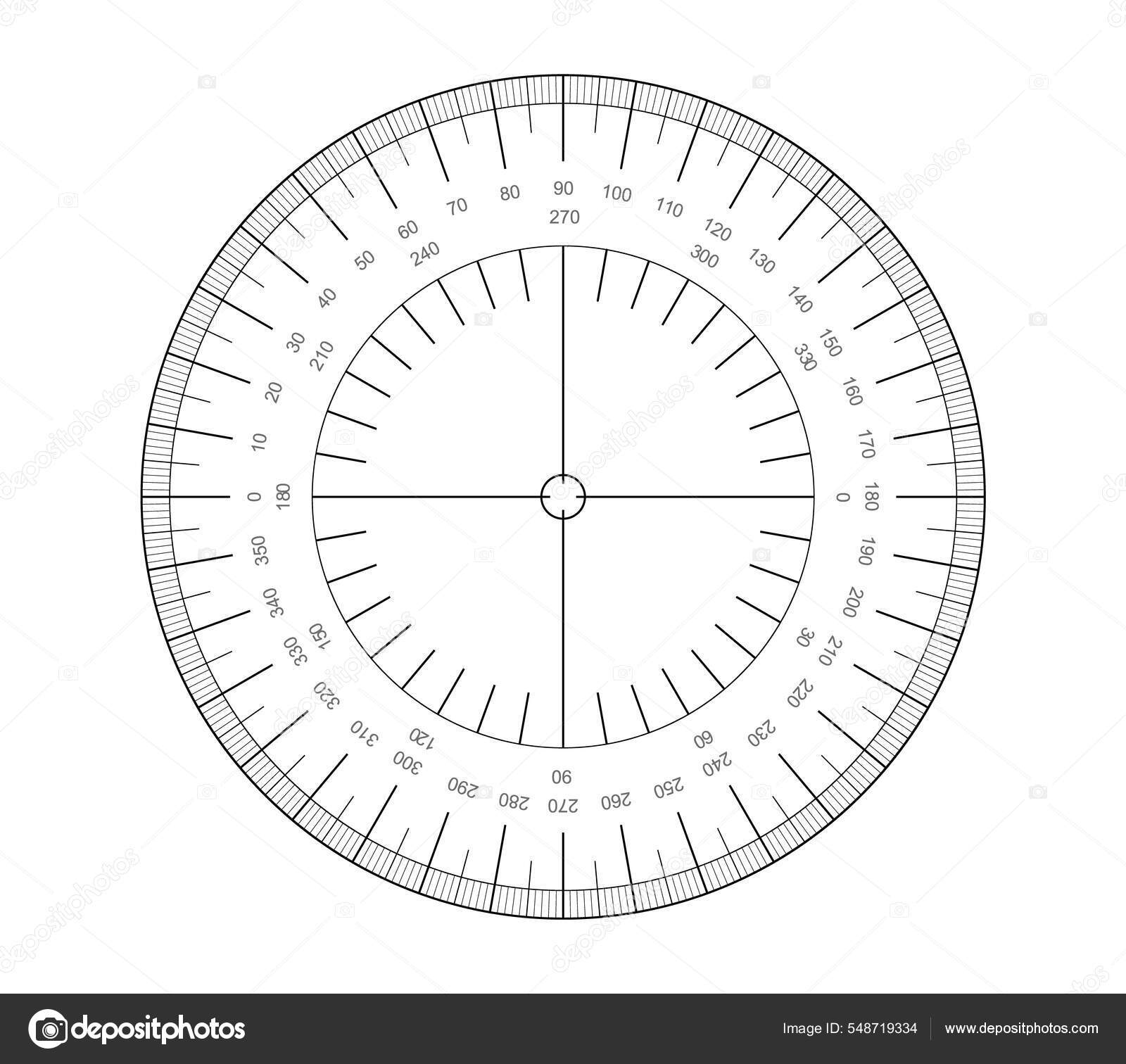 Circular Protractor grid for measuring degrees. Measuring round scale ... Circular Protractor grid for measuring degrees. Measuring round scale ...