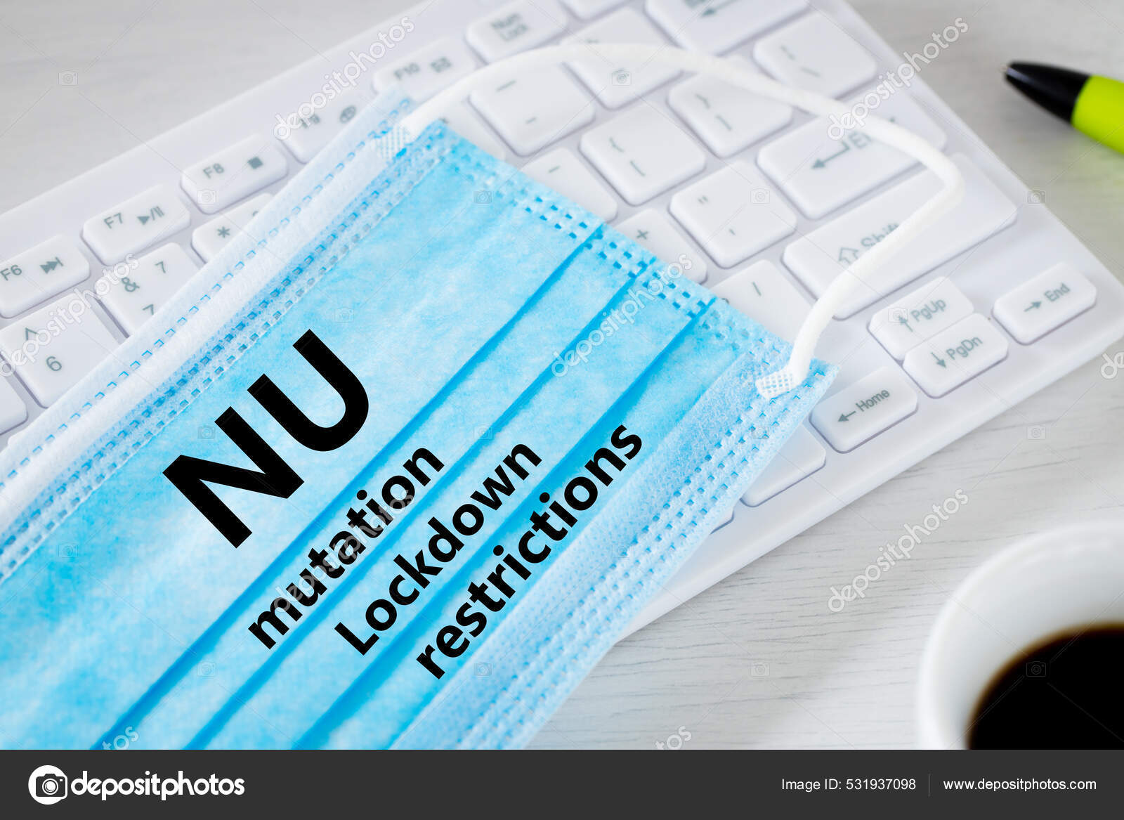 Virus Mask Computer Keyboard Coffee Office Supplies Pandemic Remote ...