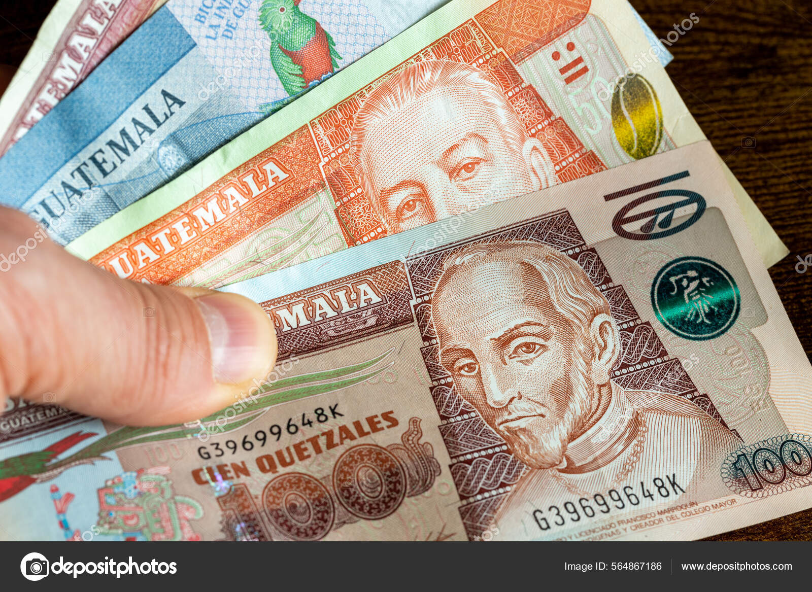 Currency Guatemala Various Banknotes Held Hand — Foto editorial de ...