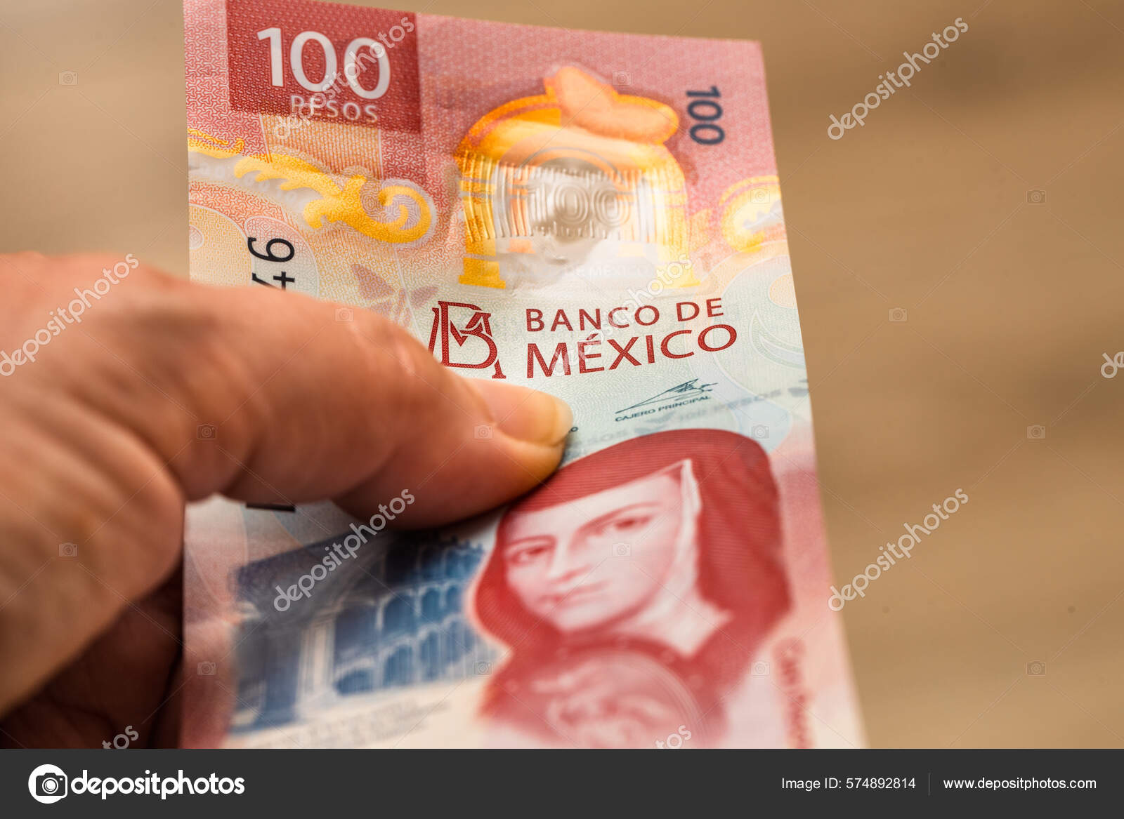 Hand Giving 100 Mexican Pesos Banknote Business Financial Concept ...