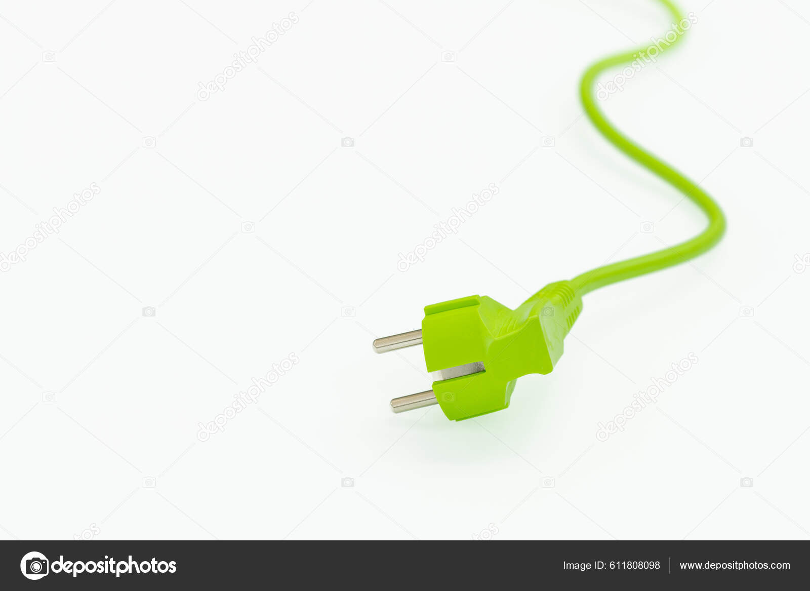 Green Power Plug White Background Copy Space Concept Green Energy Stock ...