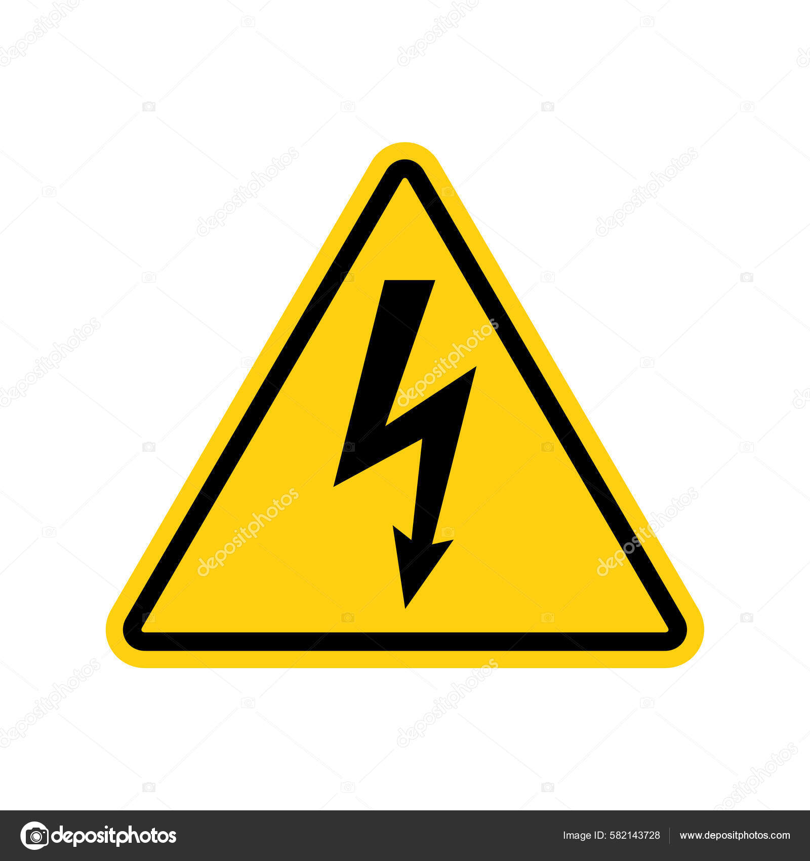 Image vectorielle Panneau D'avertissement Haute Tension Danger Symbole ...
