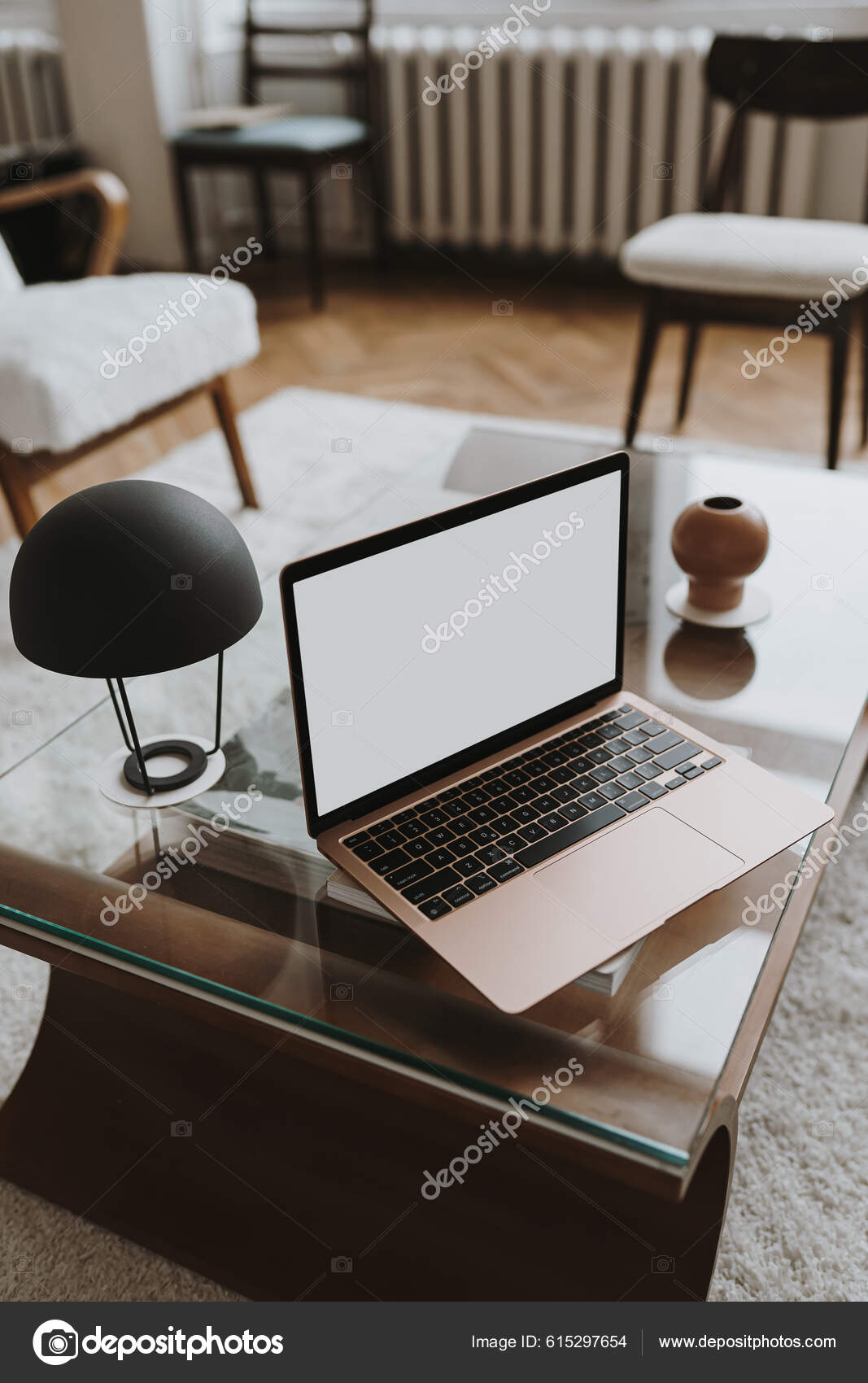 Blank Screen Laptop Computer Coffee Table Home Office Desk Table ...