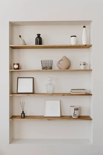 Decorated Shelf White Wall Aesthetic Luxury Minimalist Home Interior ...