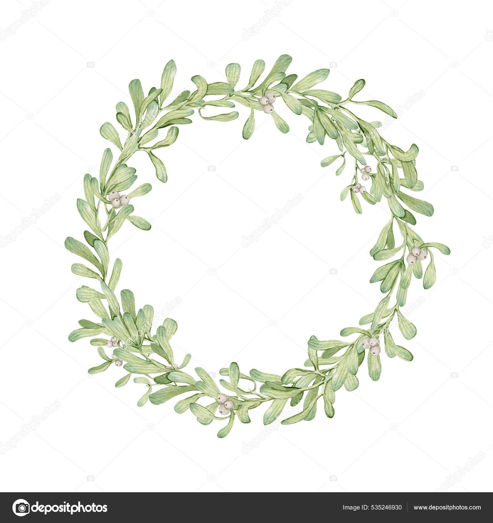 Watercolor Christmas holiday wreaths hand drawn clip art Stock ...