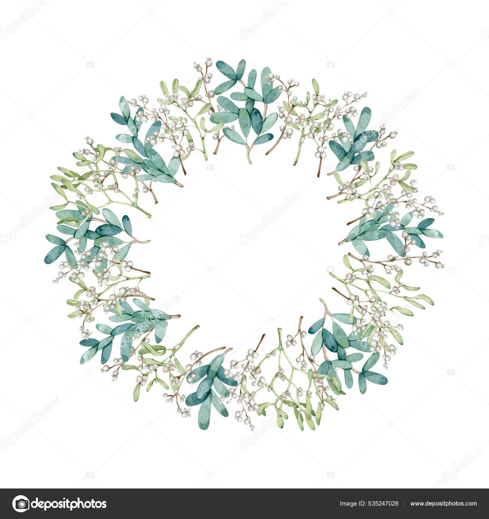 Watercolor Christmas holiday wreaths hand drawn clip art Stock ...