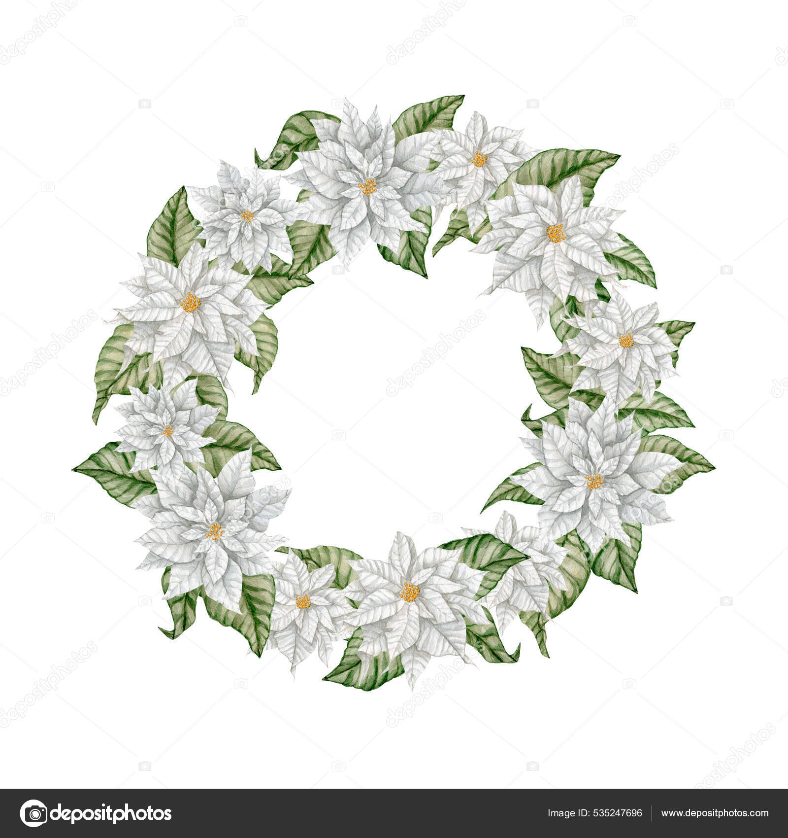 Watercolor Christmas holiday wreaths hand drawn clip art Stock ...