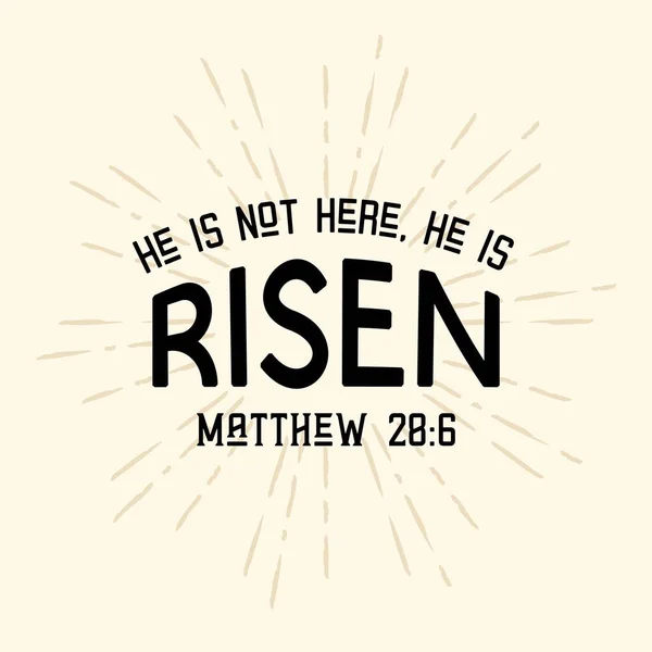 Bible verse: he is not here, He is risen headline with shining cross on ...