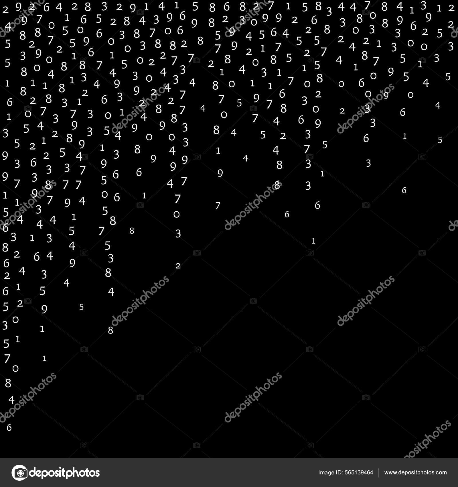 Falling Numbers Big Data Concept Binary White Orderly Flying Digits ...
