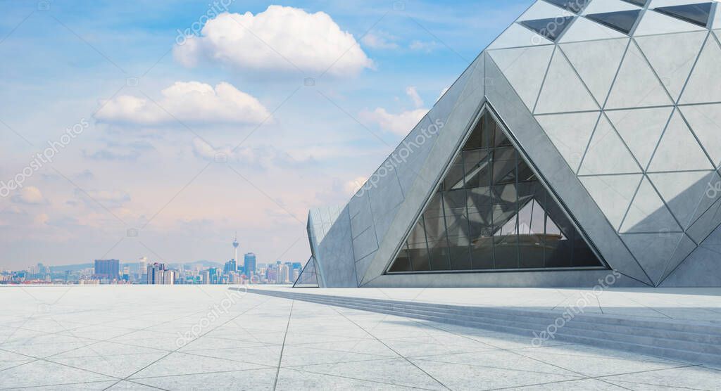 Diseño de forma triangular contemporáneo moderno Edificio de ...