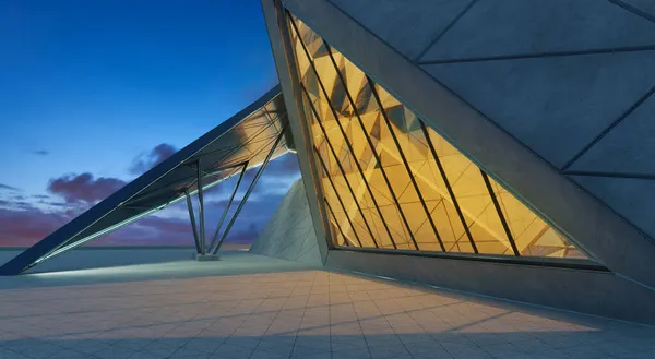 Diseño de forma triangular contemporáneo moderno Edificio de arquitectura exterior con vidrio ...