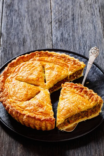 Slice Ground Beef Meat Pie Flaky Puff Pastry Double Crust Stock Photo ...