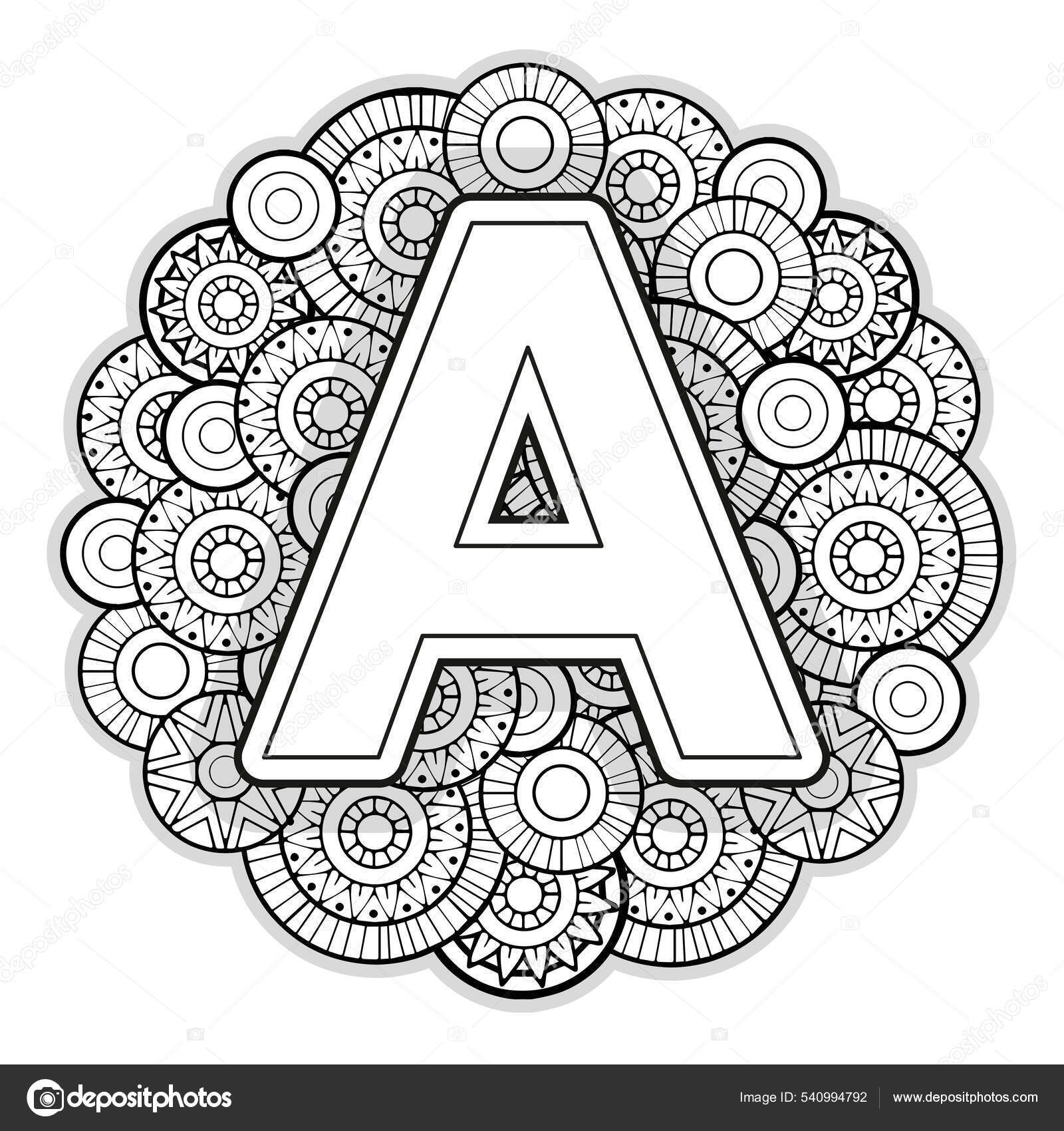 Página Para Colorear Para Adultos Contour Capital Inglés Carta Sobre ...