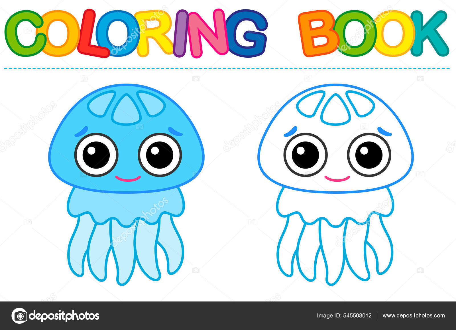Halaman Mewarnai Kartun Tersenyum Ubur Ubur Biru Buku Mewarnai Untuk ...