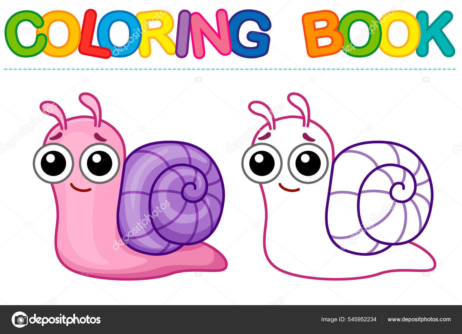 Caracol Gracioso Insectos Para Colorear Estilo Dibujos Animados Vector ...