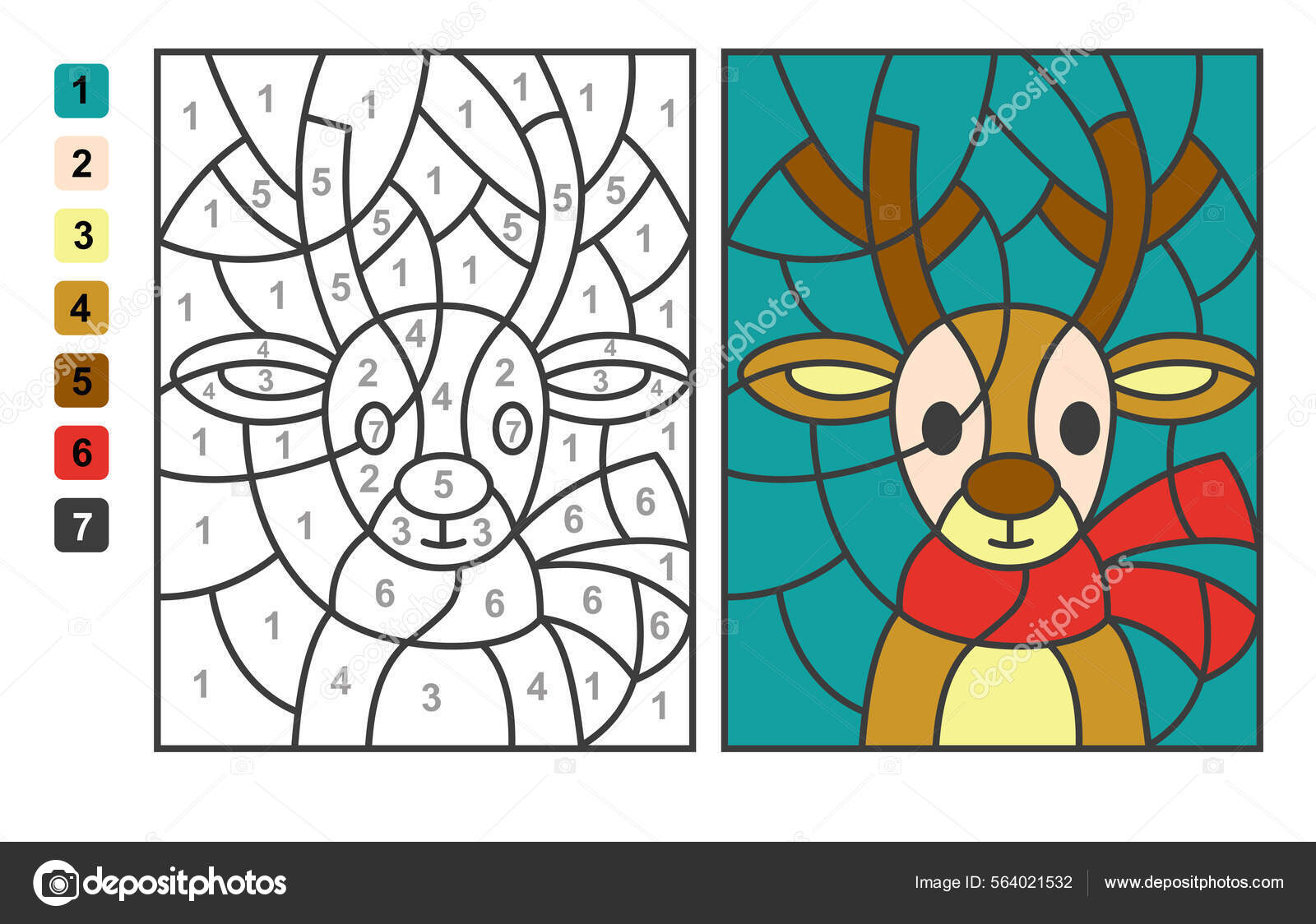 Color Numbers Puzzle Game Children Education Drawing Learning ...