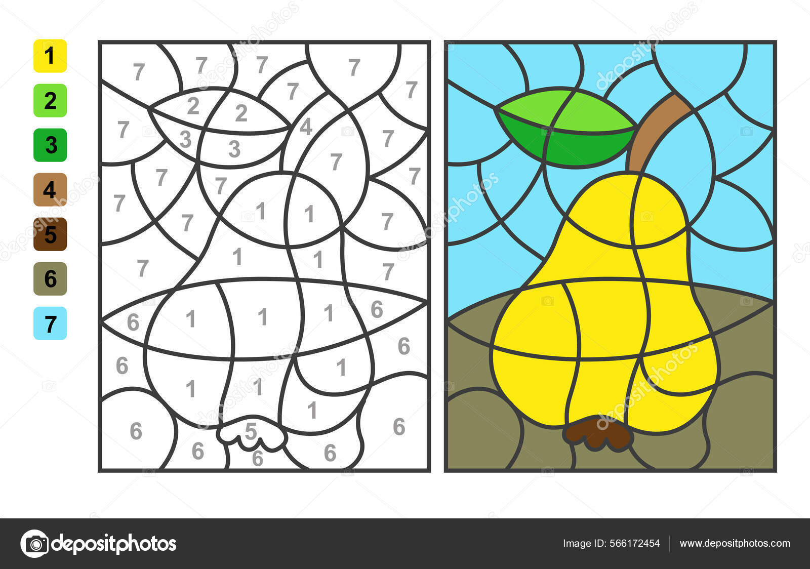 Coloring Page Color Numbers Puzzle Game Children Education Activities ...