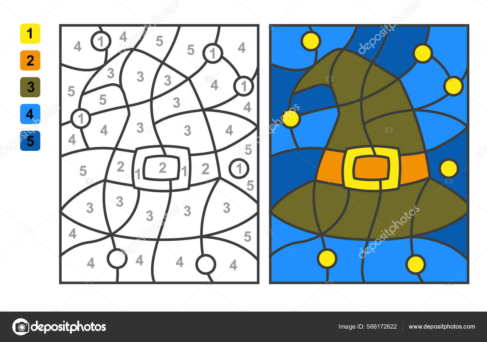 Coloring Page Color Numbers Puzzle Game Children Education Activities ...