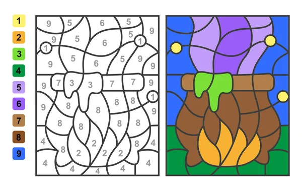 Coloring Page Color Numbers Puzzle Game Children Education Activities ...